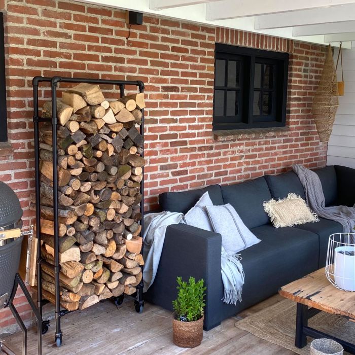 Haardhout opslag Uppsala | Zwart 26.9 mm | Wiel | DIY